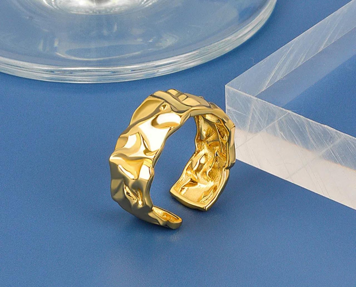 Chunky Crumpled Gold Ring – Adorn by R&R